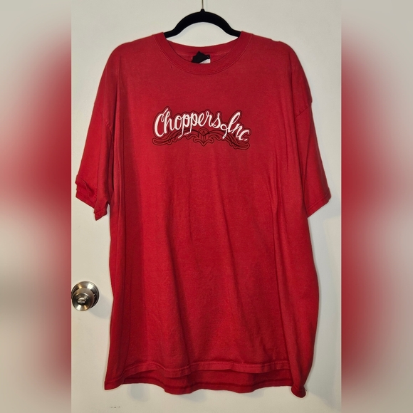 Shirts | Vintage Choppers Inc Red Tshirt Xl Pinup Flame Design | Poshmark